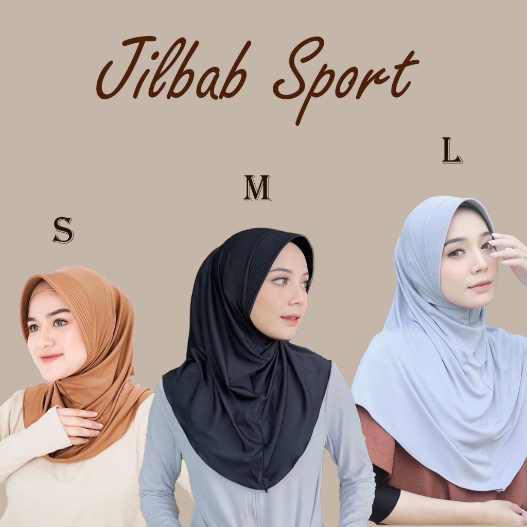 Jual Jilbab Sport Hijab Instan Ukuran S M L || Jersey Wanita Sporty Instan Volly Badminton ...