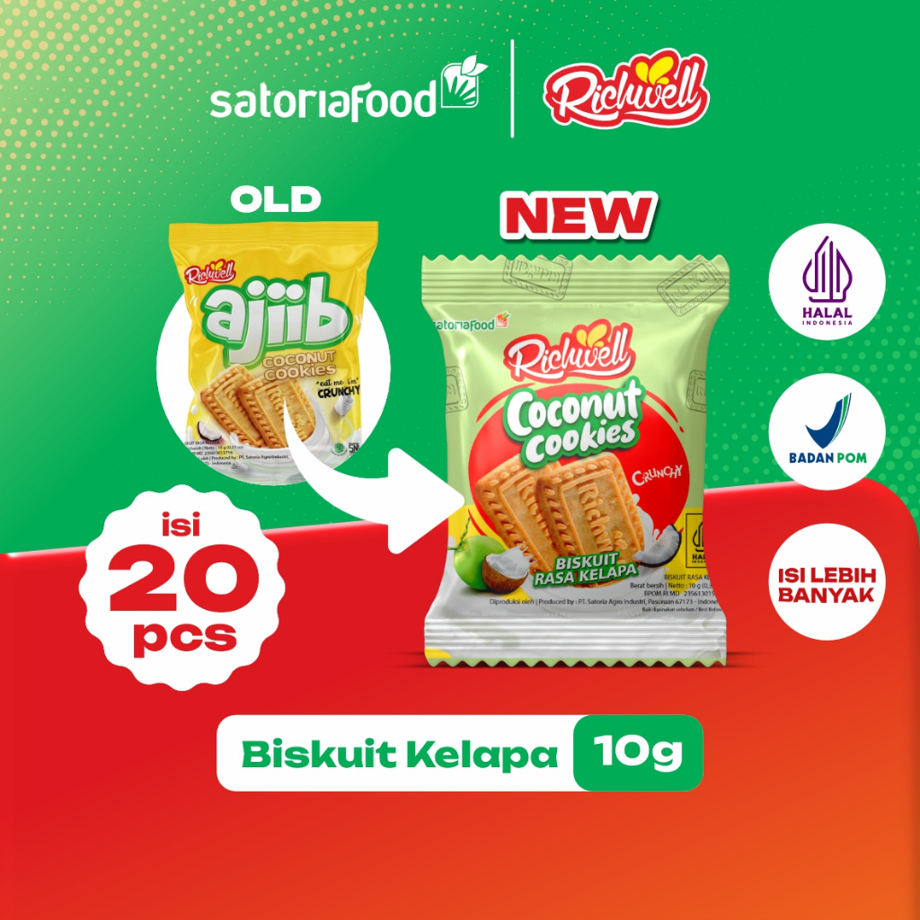 Jual Richwell Cookies Coconut 10g x 20pcs | Biskuit Kukis Rasa Kelapa ...