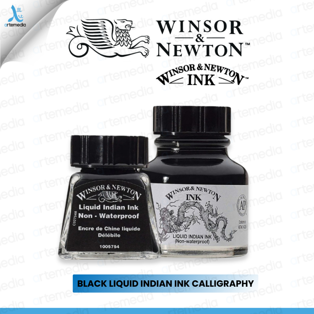 Jual Winsor & Newton Black Liquid Indian Ink Calligraphy Tinta India ...