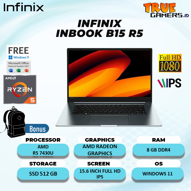 Jual Laptop INFINIX XBOOK B15 R5 7430U 16GB 1TB SSD Windows 11 +OHS 15. ...