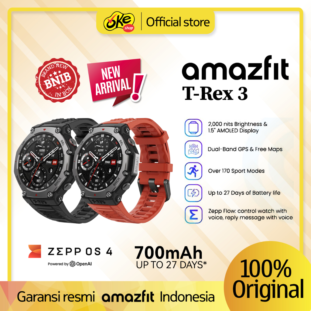 Jual Amazfit T-Rex 3 48mm Smartwatch 1.5" AMOLED Screen Garansi Resmi | Shopee Indonesia