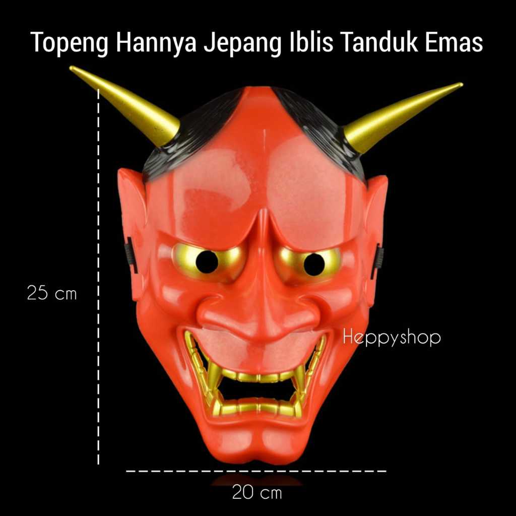 Jual Topeng Iblis Tanduk Emas Devil Hannya Jepang Halloween Cosplay ...