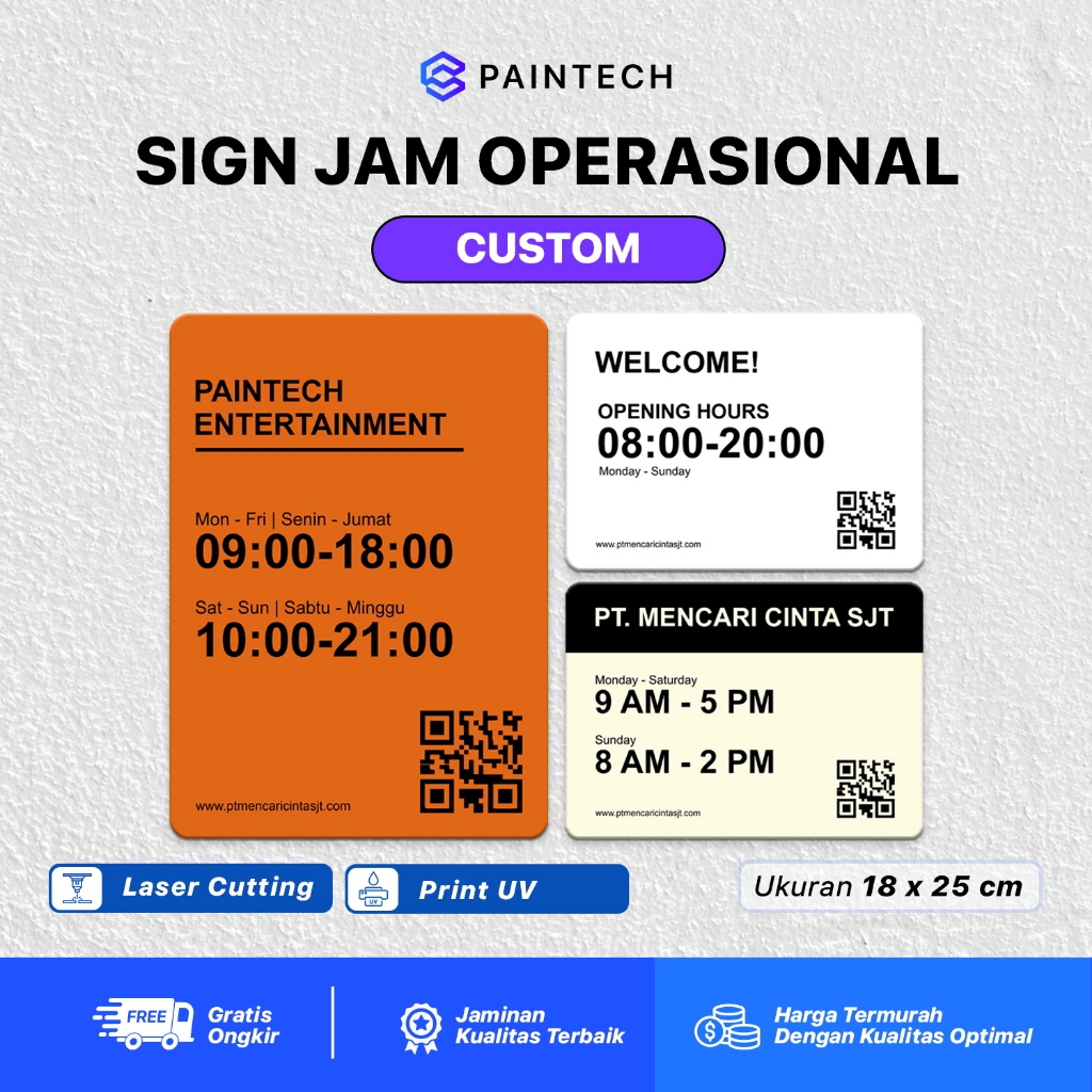 Jual Plang Jam Operasional Akrilik Custom Logo untuk Cafe, Toko, Kantor ...