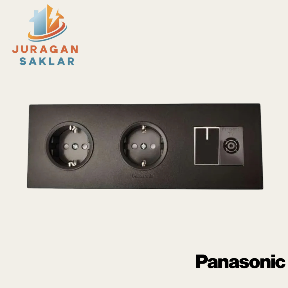 Jual PANASONIC STOPKONTAK 2 GANG + SAKLAR TUNGGAL + OUTLET TV SOCKET ...
