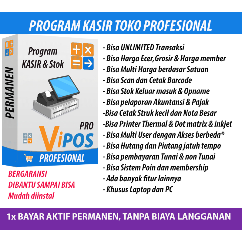 Jual Software Kasir VIPOS Profesional Program Kasir PRO untuk Toko dan Minimarket Kelontong ...