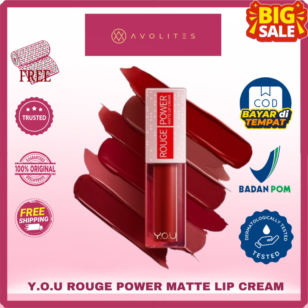 Jual YOU Rouge Power Matte Lip Cream Lipstik | Matte Finish | Tahan ...