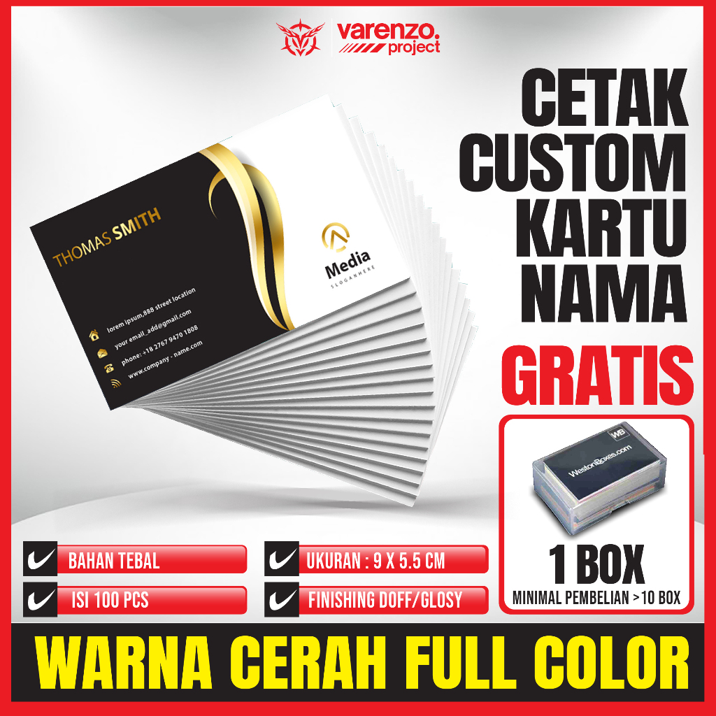 Jual VARENZO PROJECT - Custom Kartu Nama | name card | cetak kartu nama Bahan Art Carton 260g I ...