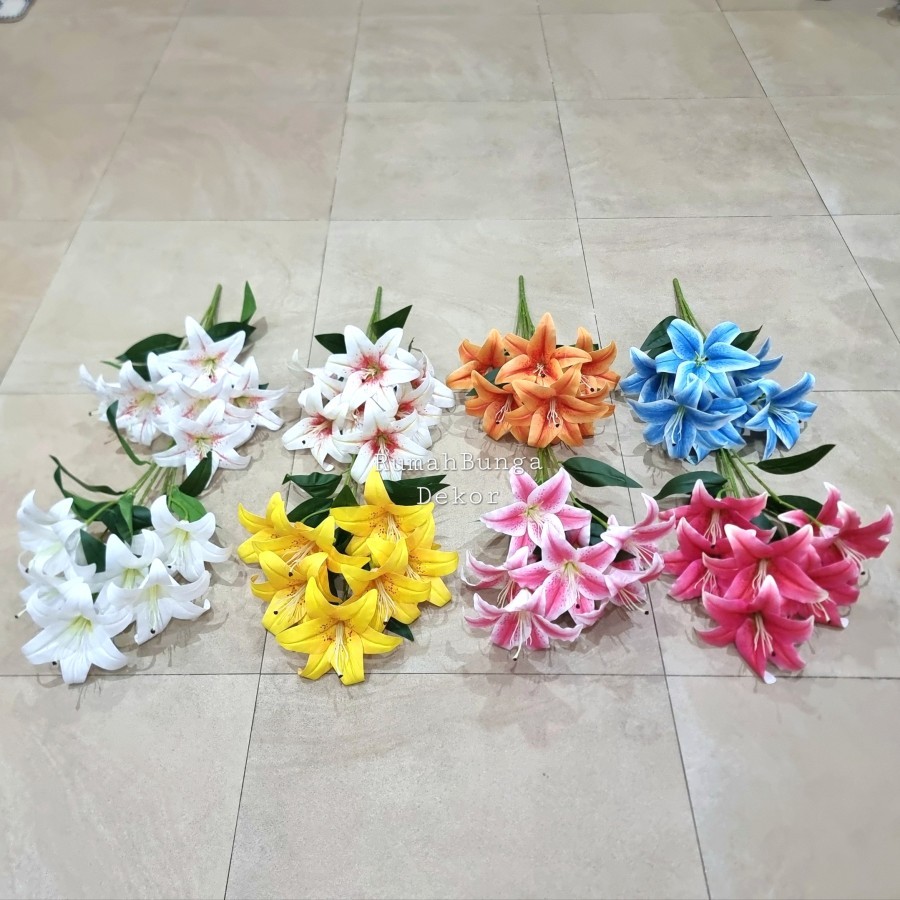 Jual Bunga Lili Group Premium Artificial ( Ada 8 Warna ) | Shopee Indonesia