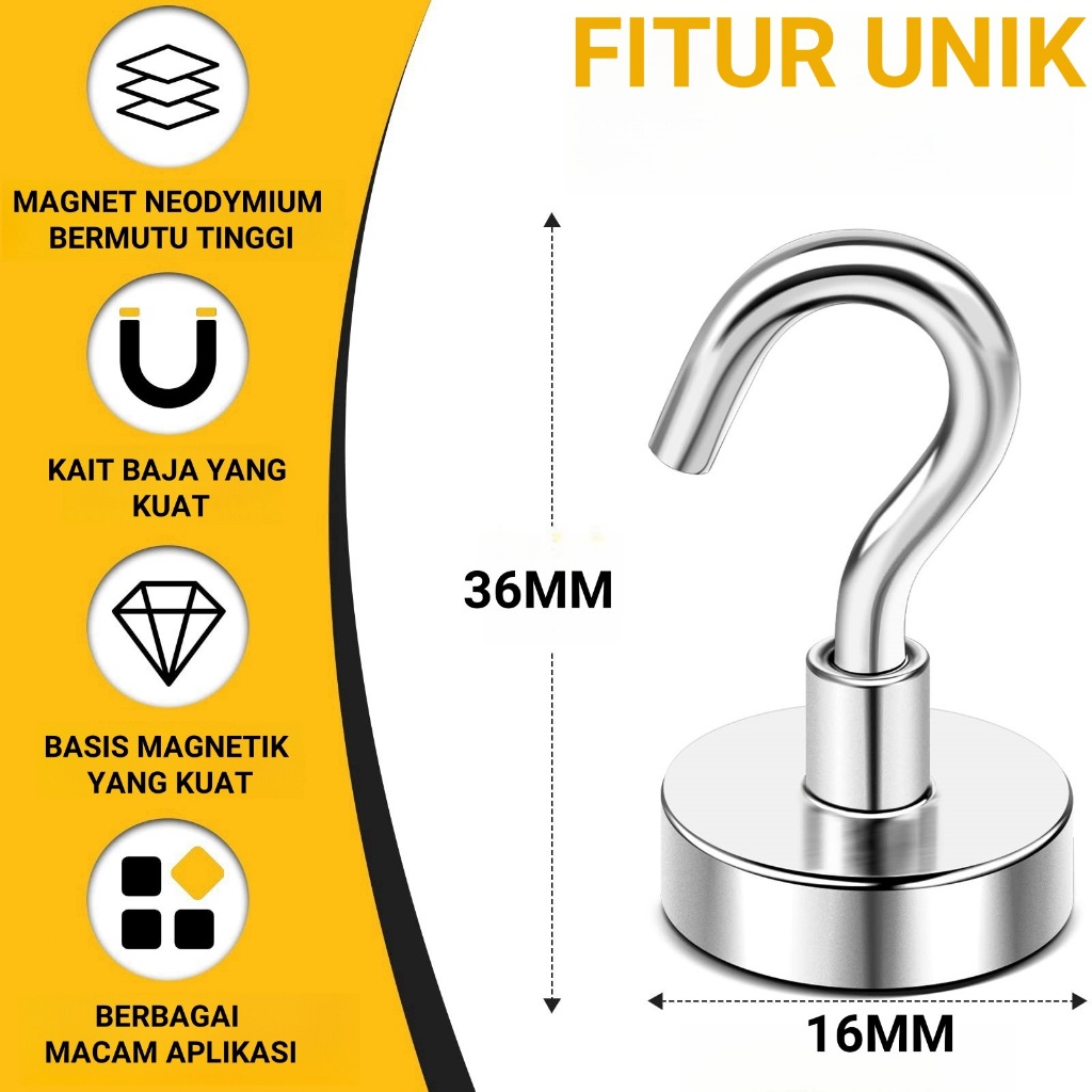 Jual Gantungan Magnetik Magnet Super Kuat / Strong Magnet Hooks ...