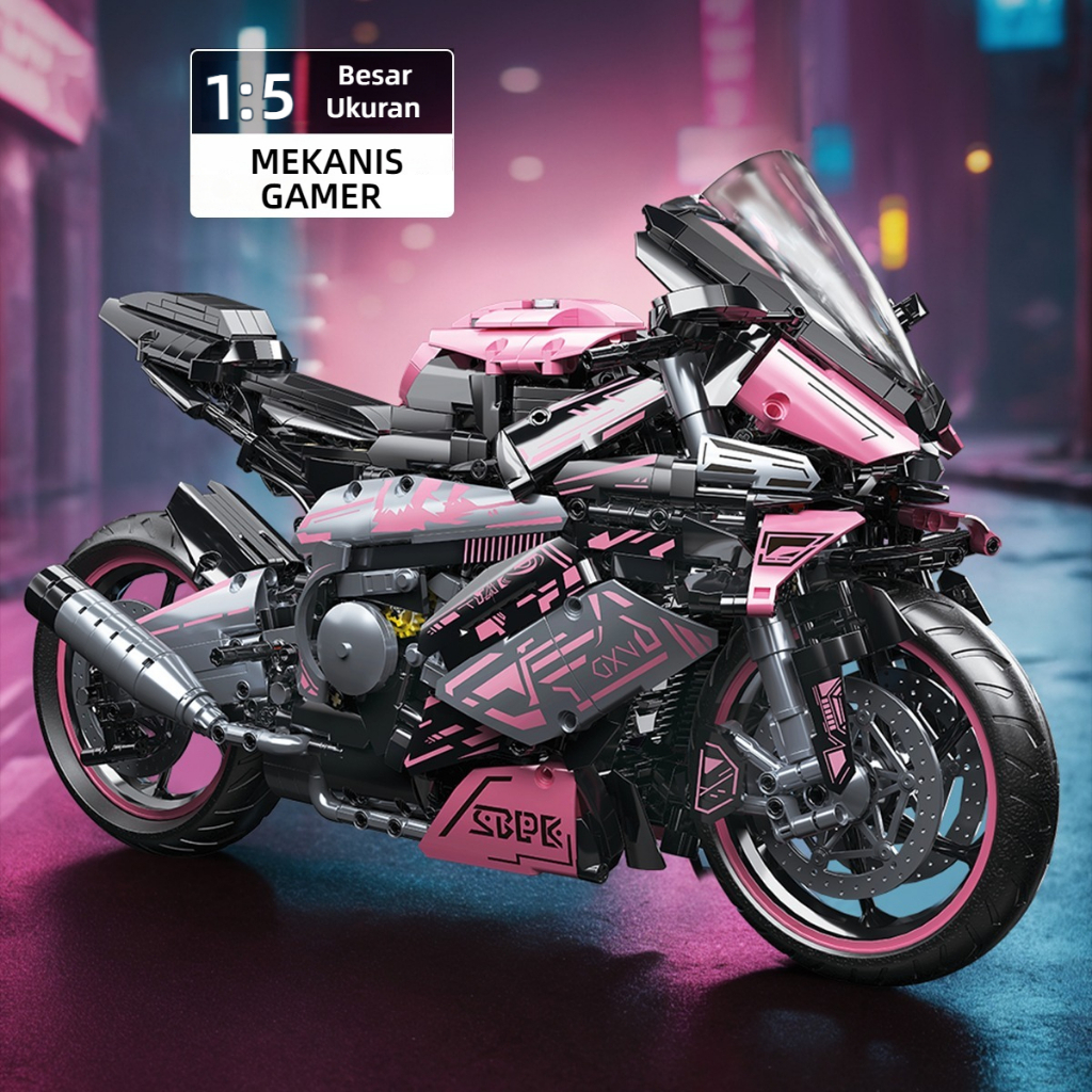 Jual 1:5 Pink Sepeda Motor Blok Bangunan Mainan puzzle mainan blok ...