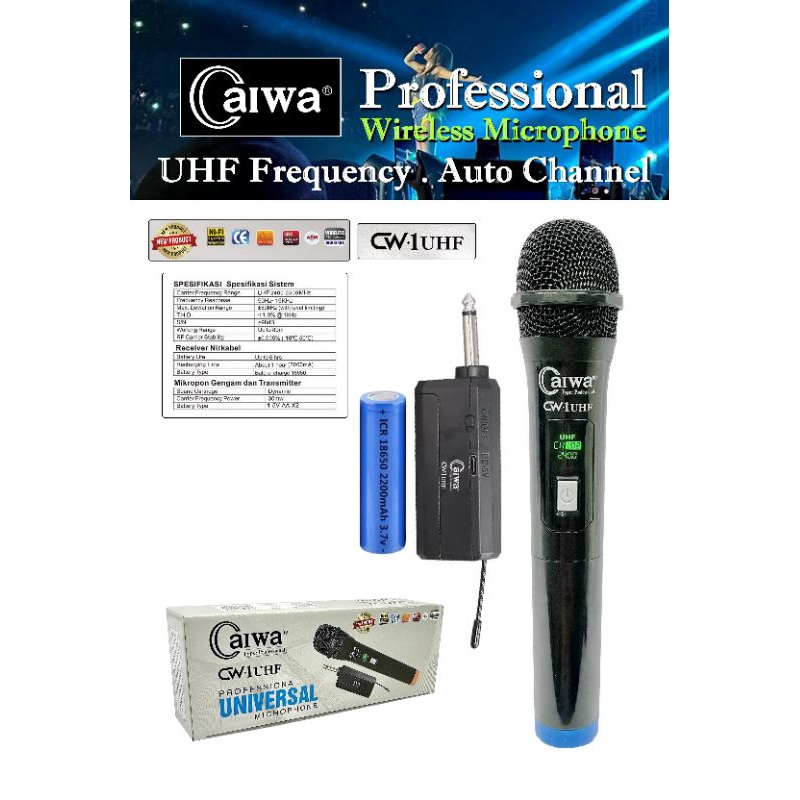 Jual Microphone Wireless Mic Tanpa Kabel Caiwa CW-1 UHF Mic Vocal Tanpa ...