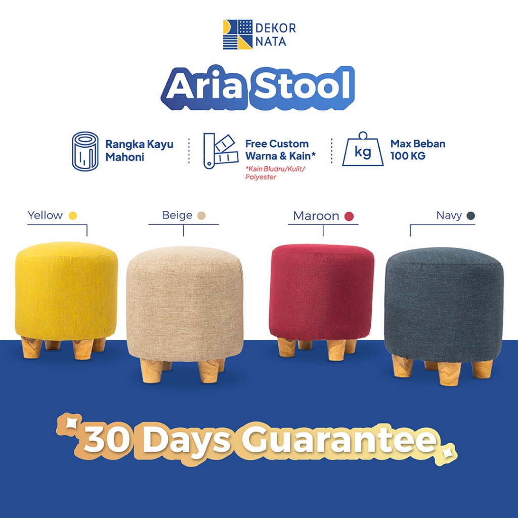 Jual [GARANSI 30 HARI] Dekornata - Aria Stool Minimalis / Kursi Meja Rias / Bangku Sofa / Sofa ...
