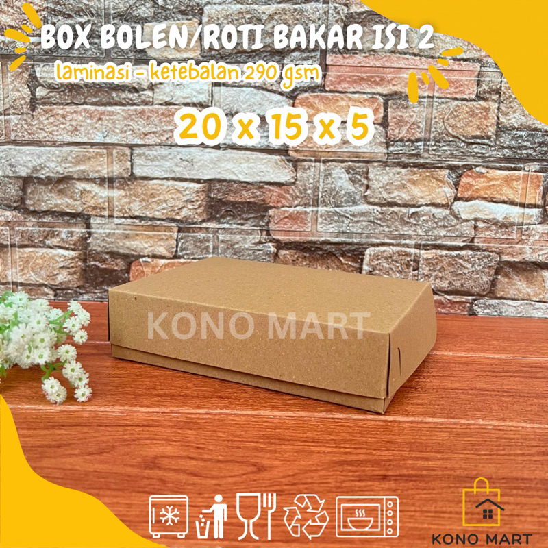 Jual Box Bolen Kraft Laminasi Ketebalan 290 gsm 20x15x5 cm / Box Roti ...