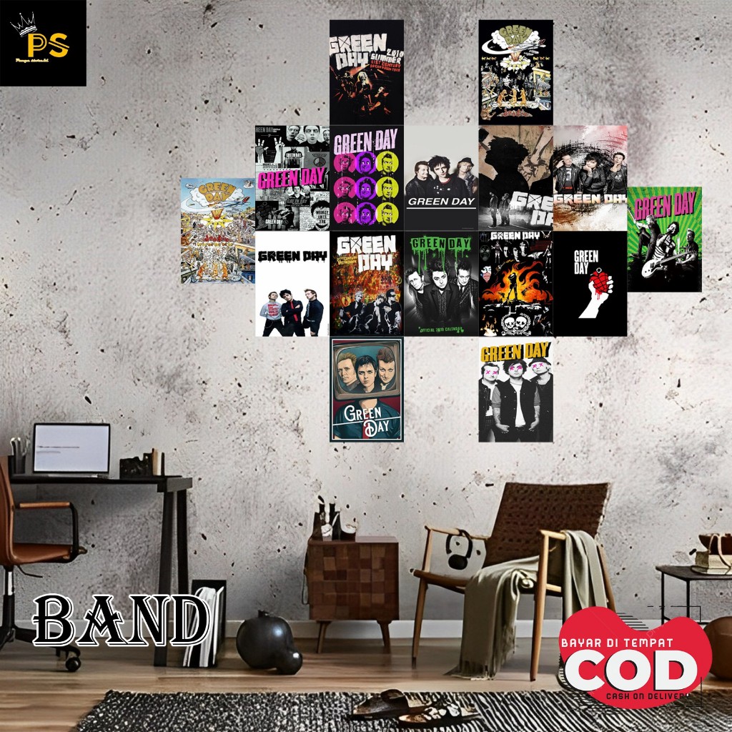 Jual Poster Dinding Kamar Band 16 pcs ukuran A6,A5 kertas Art Cartoon ...