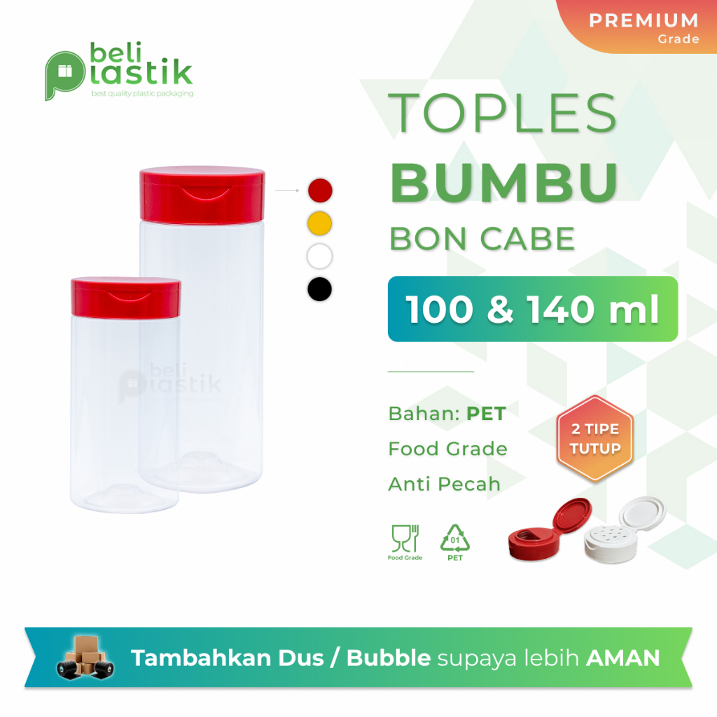 Jual Toples BonCabe 140 ml Botol Bumbu Dapur Lada Kormik Plastik Bulat ...