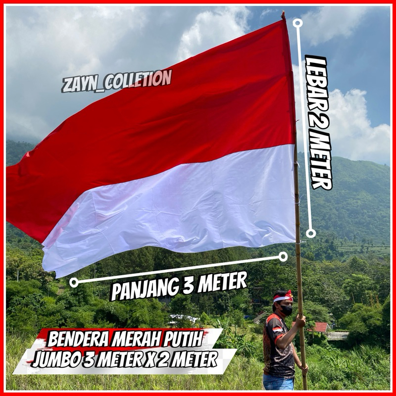 Jual BENDERA MERAH PUTIH UKURAN 2 METER X 3METER SUPER JUMBO | Shopee Indonesia