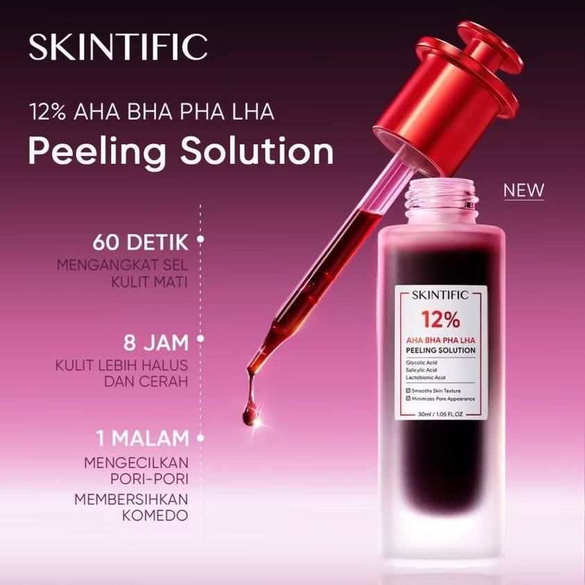 Jual ️ GLADYS ️ SKINTIFIC Acid Peeling Solution Serum 12% AHA BHA PHA LHA Peeling Solution 30m ...