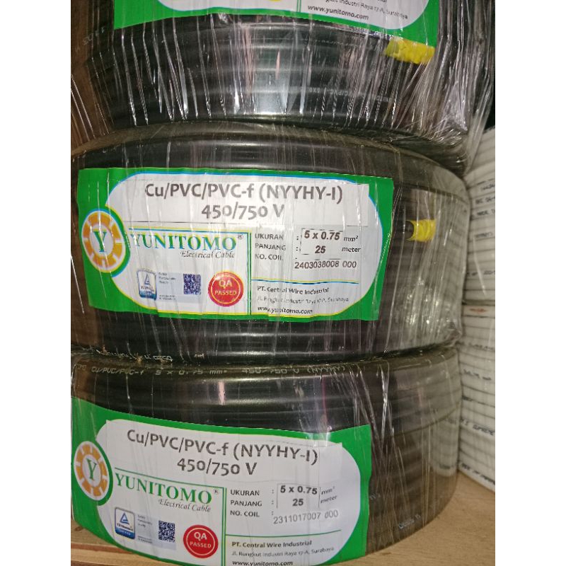 Jual KABEL NYYHY 5x0,75mm MERK YUNITOMO SERABUT 1roll 25m SNI | Shopee ...