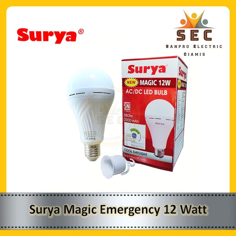 Jual Lampu Bohlam LED Bulb Emergency SURYA MAGIC 12 WATT 12W Lampu Darurat | Shopee Indonesia