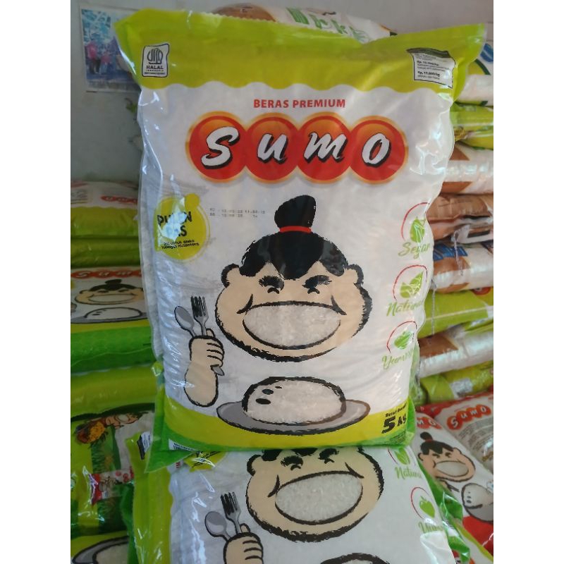 Jual Beras sumo kemasan hijau 5kg Pulen Pas | Shopee Indonesia