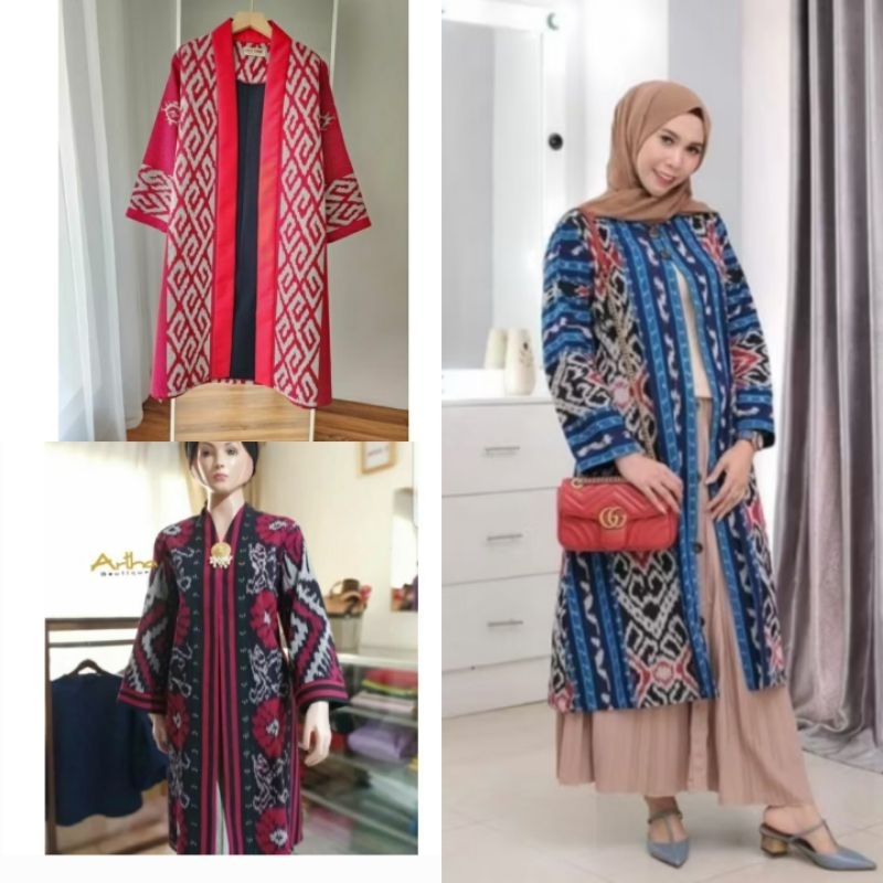 Jual OUTER PANJANG TENUN TROSO MOTIF ETNIK | Shopee Indonesia