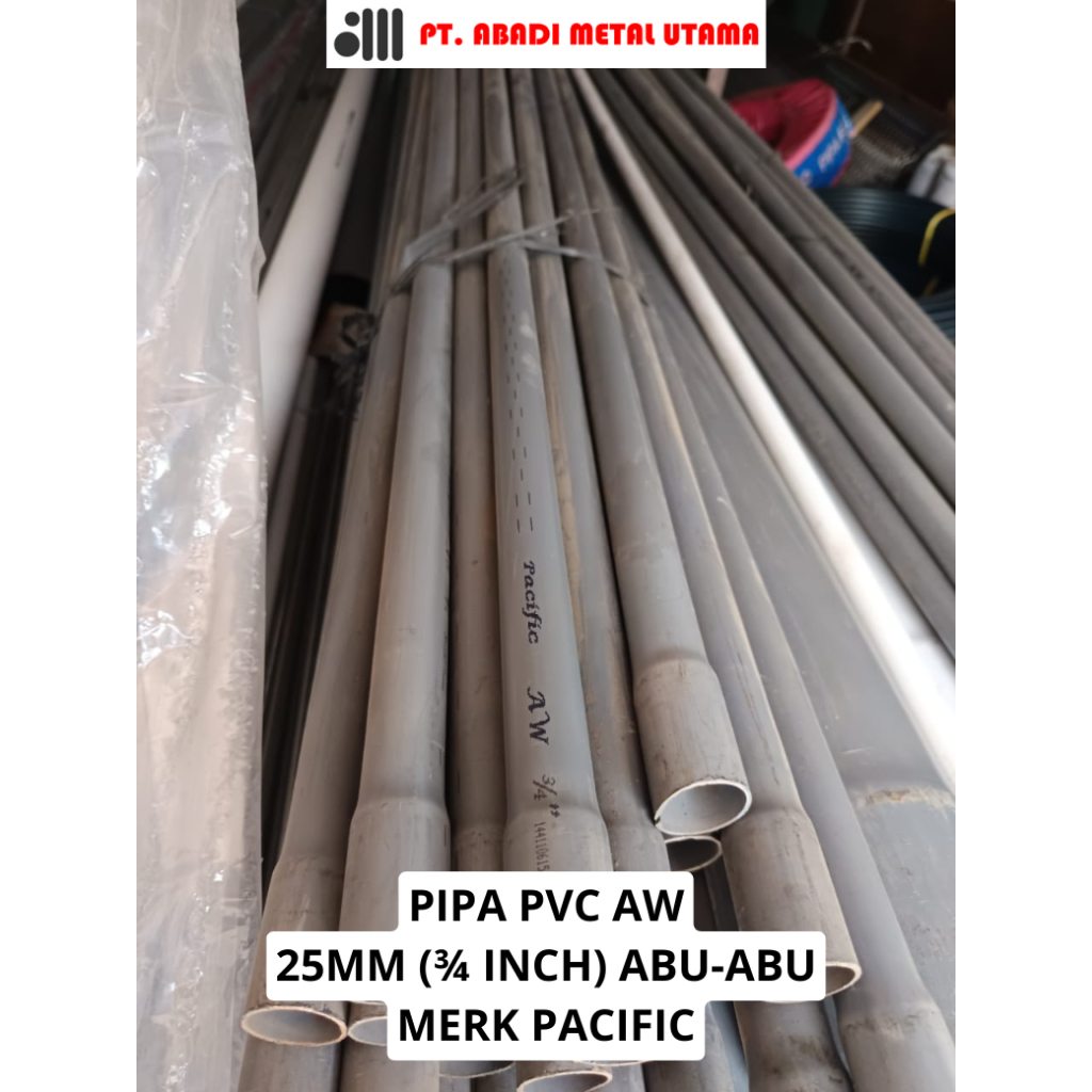 Jual PIPA PVC AW 25mm (¾ inch) ABU-ABU MERK PACIFIC PANJANG 4 METER ...