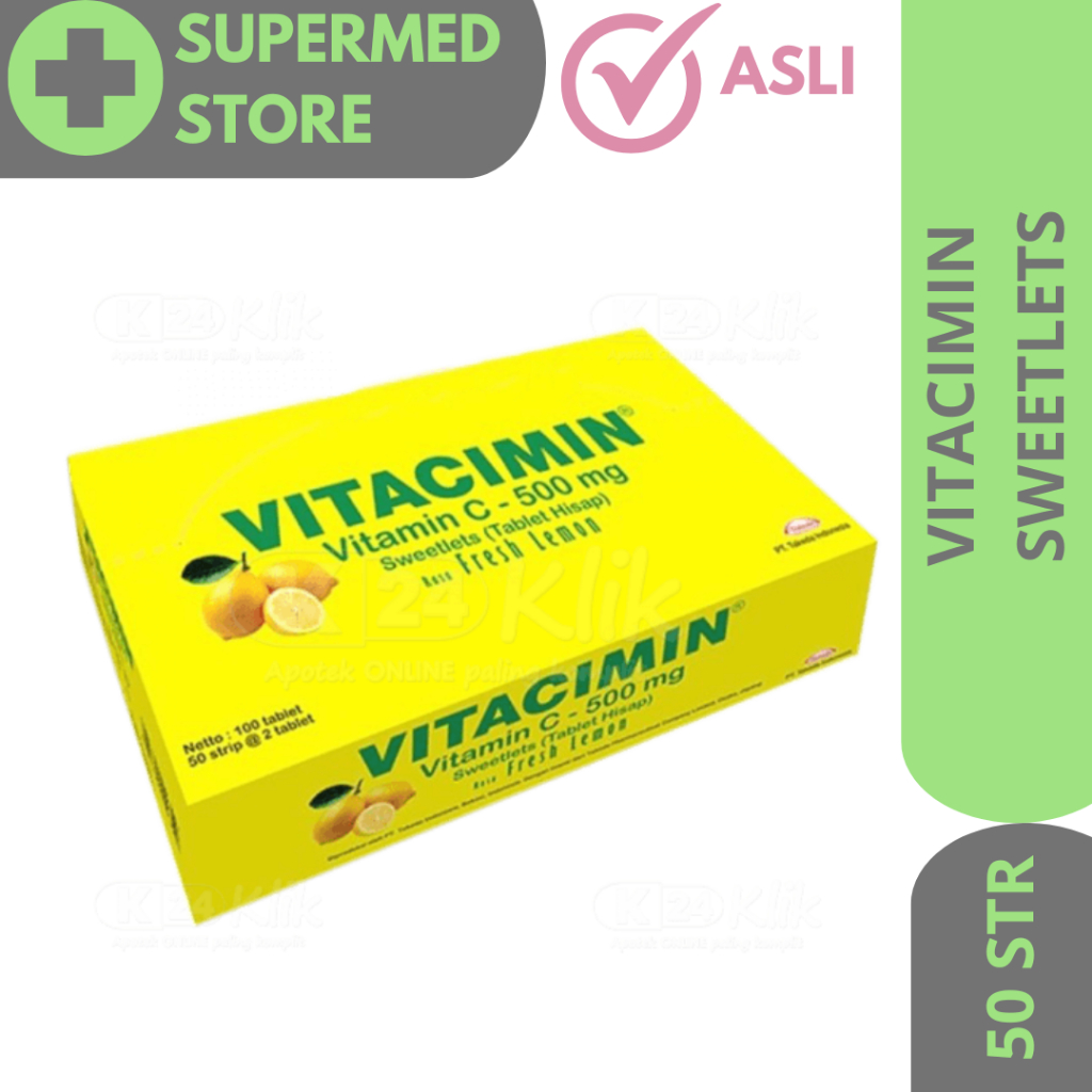Jual Vitacimin 500 Mg 1 Box Isi 100 Tablet / Tablet Hisap Rasa Lemon ...