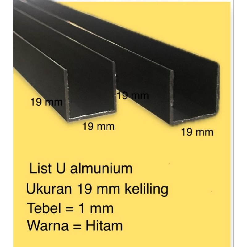 Jual Lis U Alumunium Tali air tembok 2 cm warna hitam | Shopee Indonesia