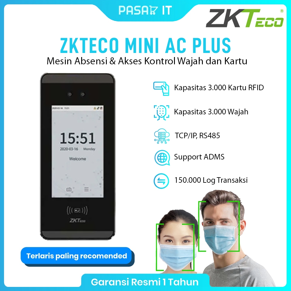 Jual Mesin Absensi & Akses Kontrol Wajah ZKTeco Mini AC Plus | Access ...