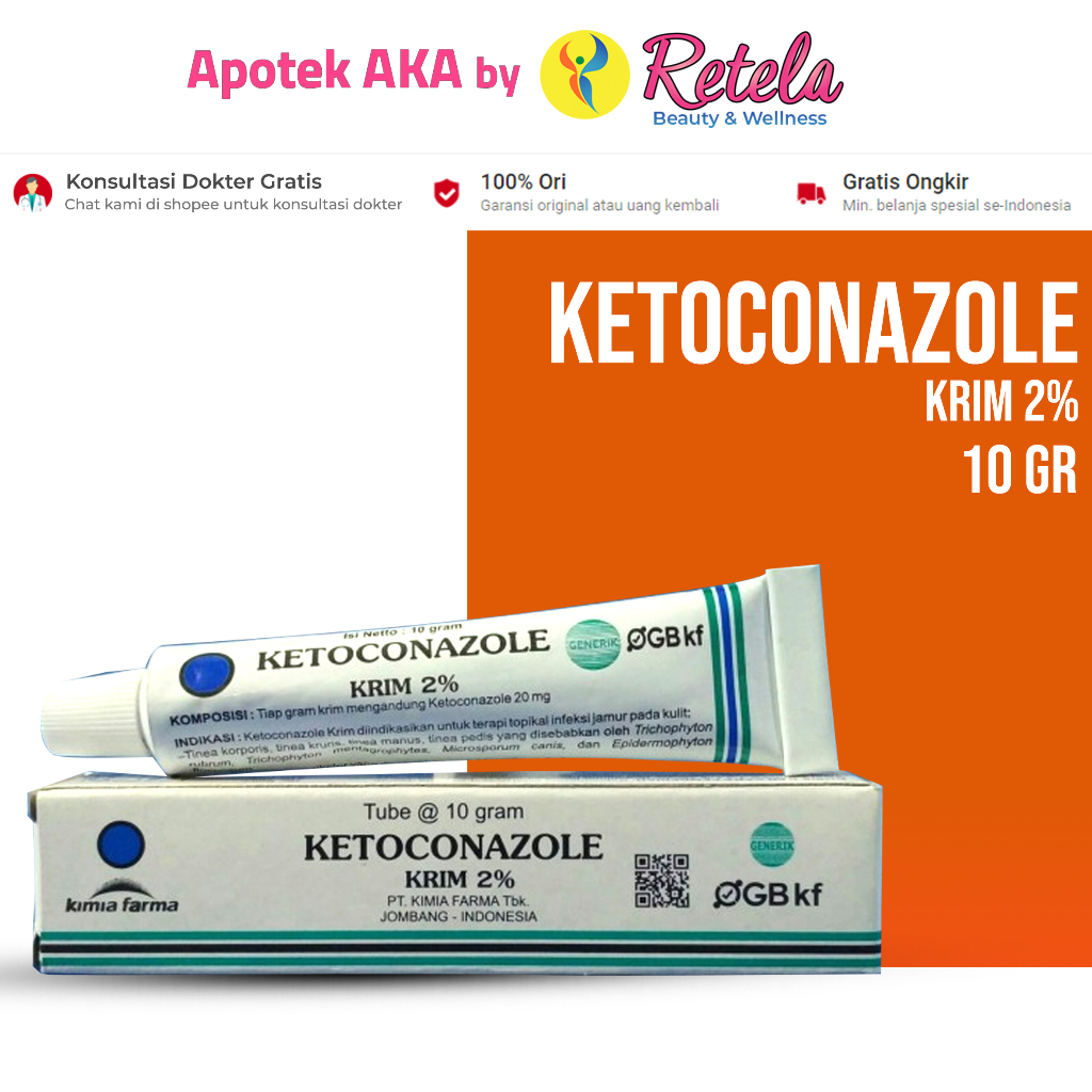 Jual Ketoconazole Cream 2% 10 g Tube - Krim Anti Jamur | Shopee Indonesia