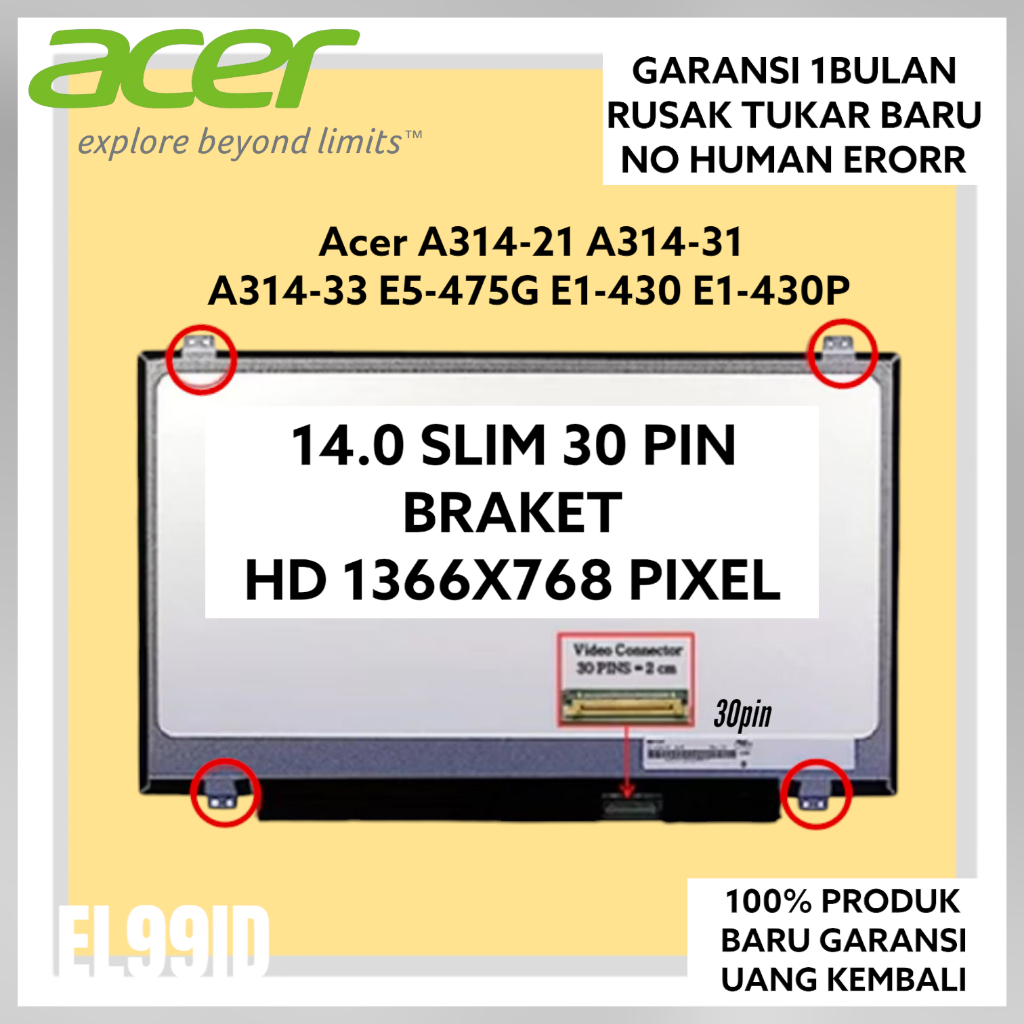 Jual LCD LED Acer A314-21 A314-31 A314-33 E5-475G E1-430 E1-430P ...