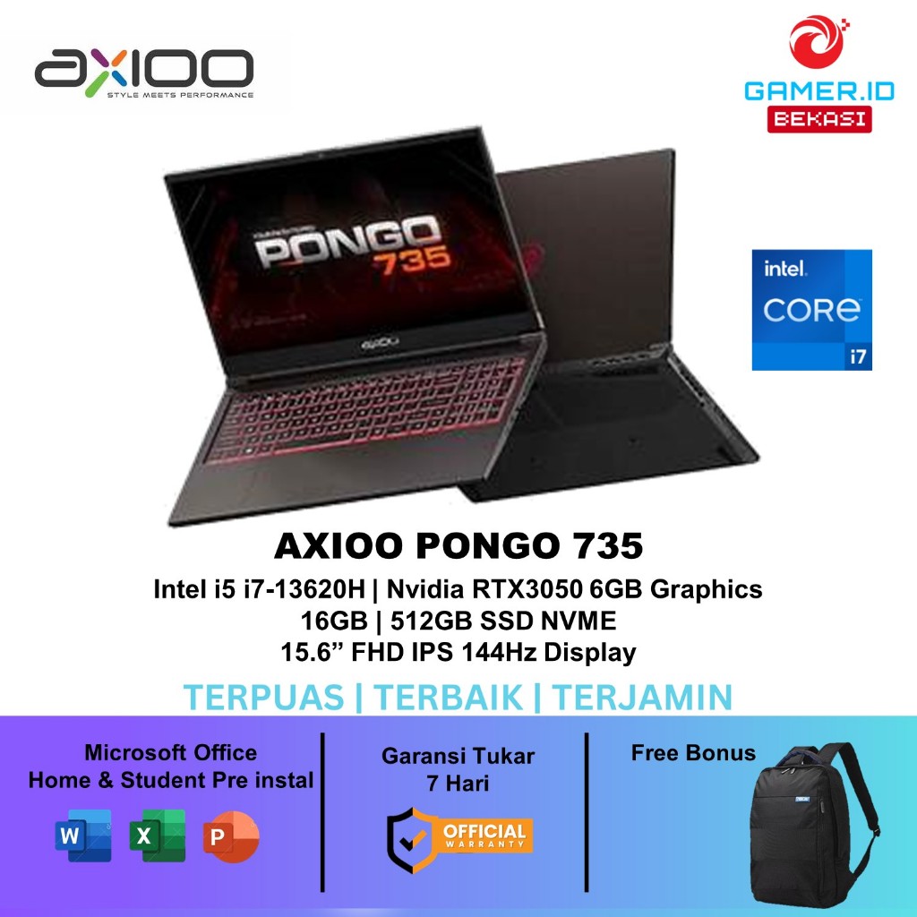 Jual Axioo Pongo 735 Core i7-13620H/16GB/512GB/RTX 3050/FHD IPS 144Hz ...
