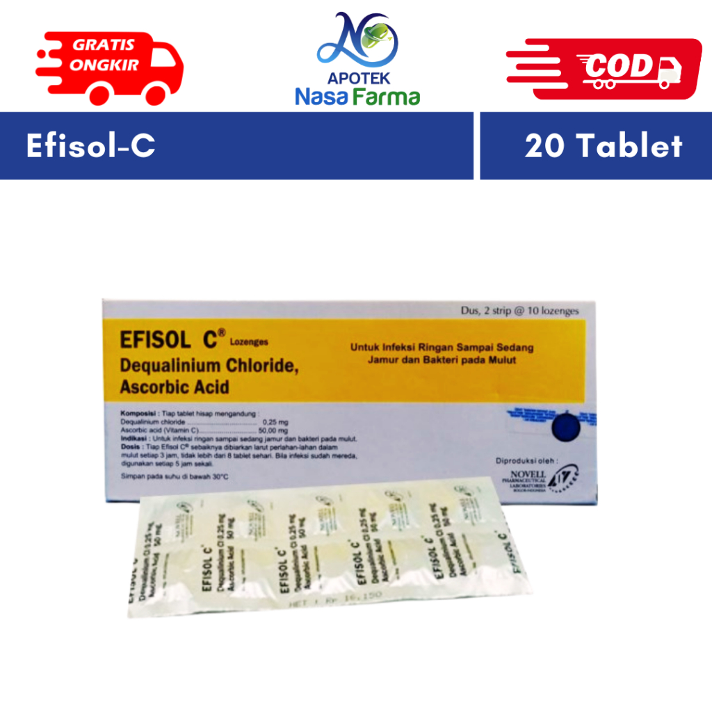Jual Efisol-C 1 Box 2 Strip @20 Tablet - Obat Sariawan, Gusi Bengkak ...