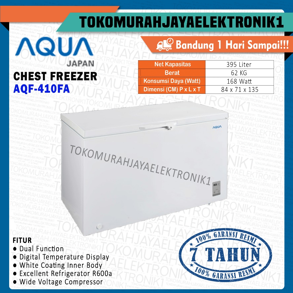 Jual Chest Freezer AQUA 395 Liter AQF-410FA Super Freezing Garansi ...