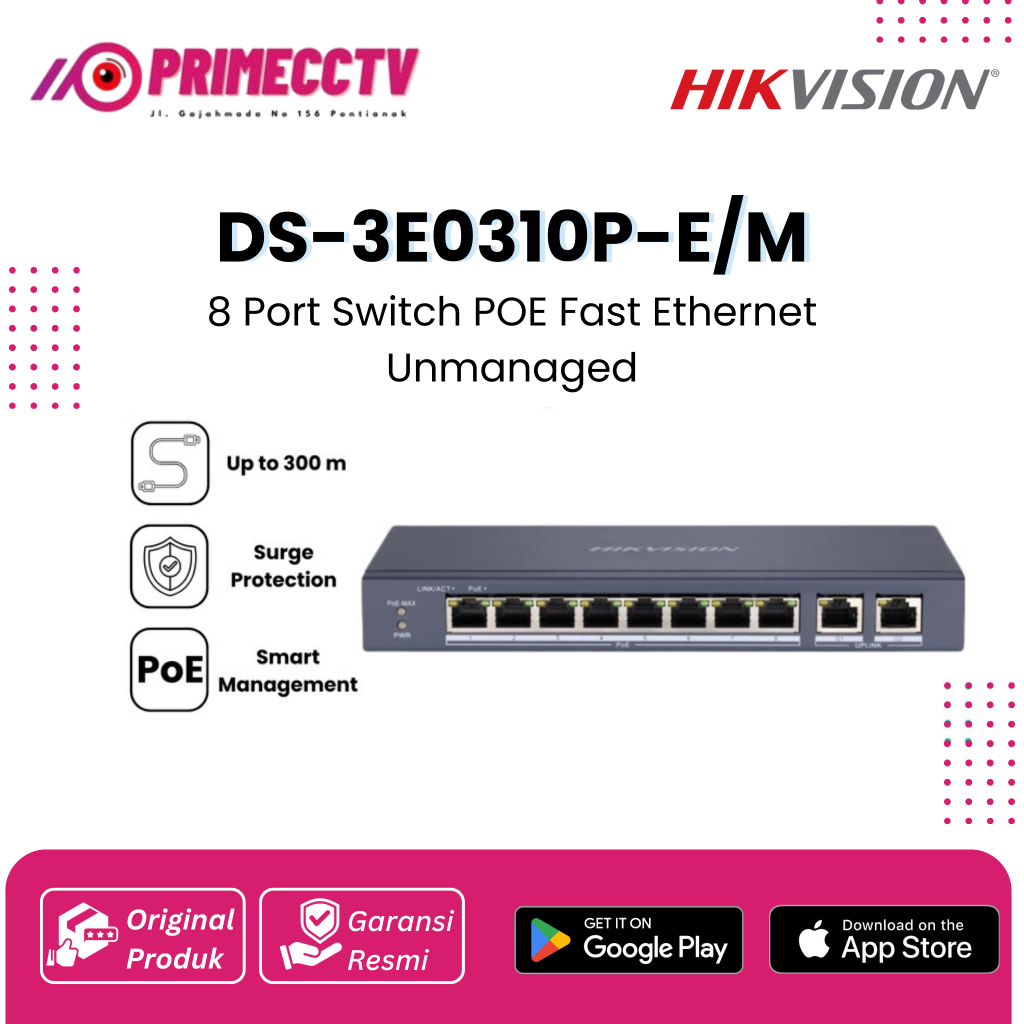 Jual Hikvision DS-3E0310P-E/M 8 Port Switch POE Fast Ethernet Unmanaged ...
