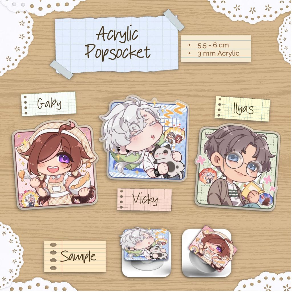 Jual Pop socket Acrylic Vicky, Gaby & Ilyas [Silver Lining] | Shopee Indonesia