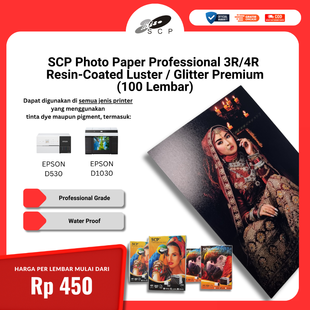 Jual SCP Photo Paper Professional 3R/4R Resin-Coated Luster / Glitter ...
