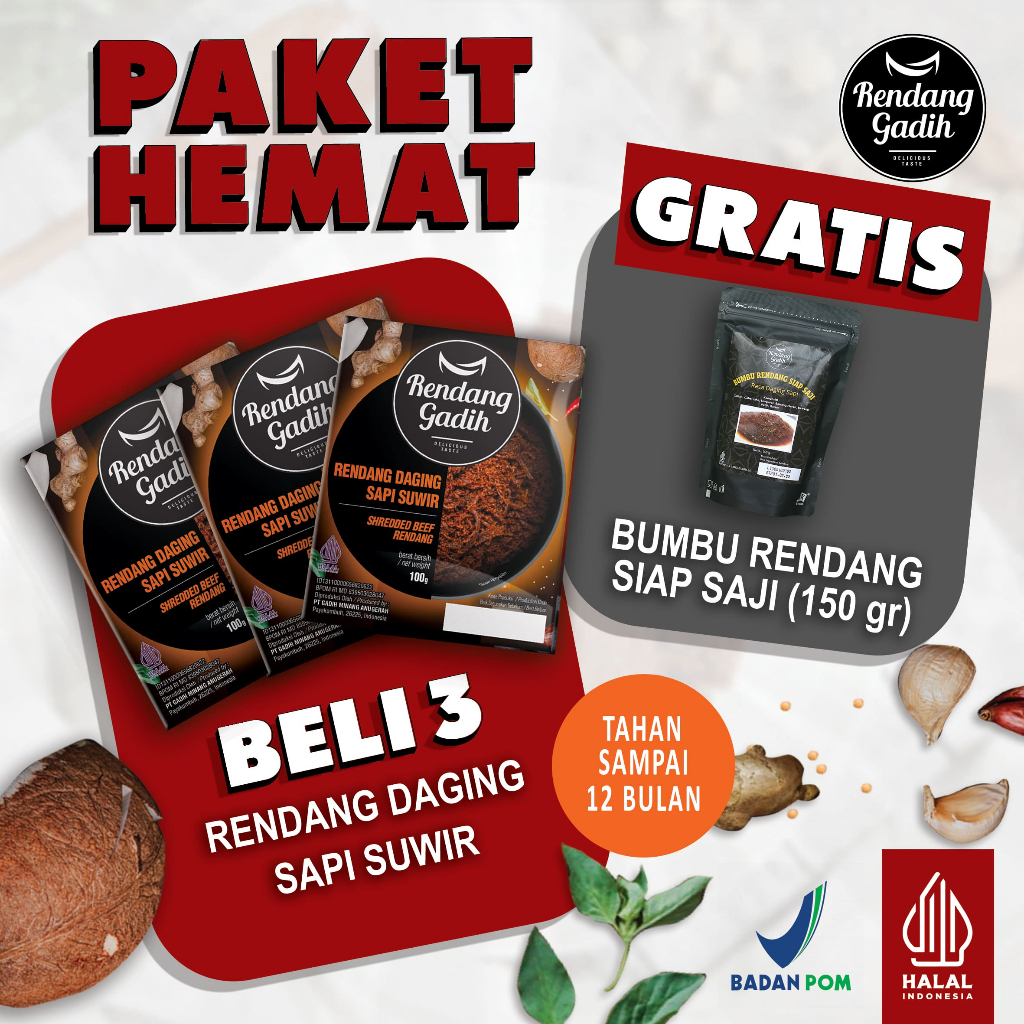 Jual Rendang Gadih - Paket 3 pcs Rendang Sapi Suwir @ 150 g | Shopee ...