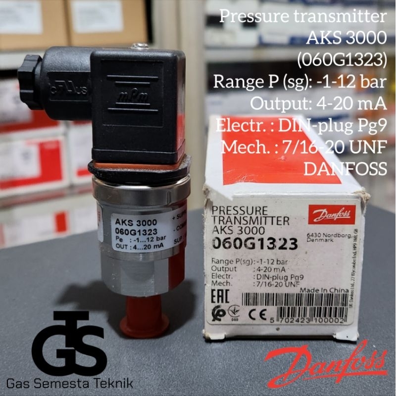 Jual PRESSURE TRANSMITTER AKS 3000 (060G1323) DANFOSS | PRESSURE TRANSMITTER AKS3000 12BAR ...