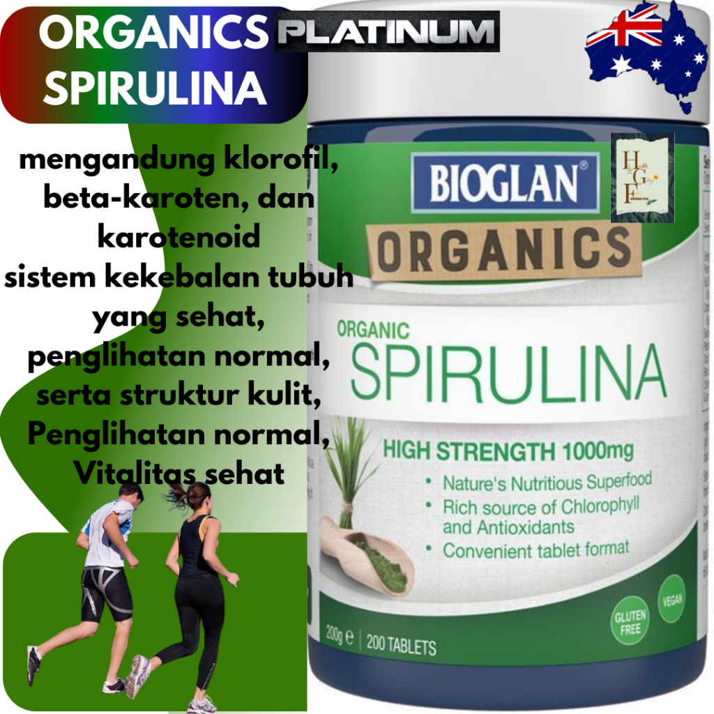 Jual Bioglan Organic Spirulina 1000mg 200 Tablets | Shopee Indonesia
