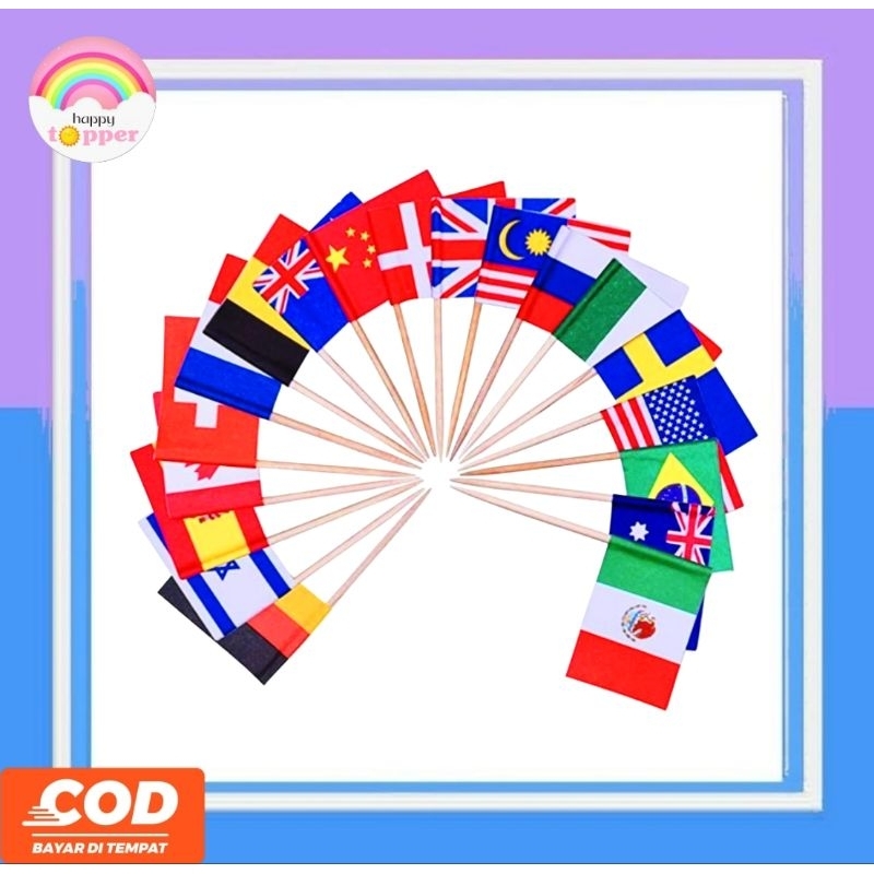 Jual Topper bendera negara / Hiasan nasi tumpeng kue cup cake isi 10 ...