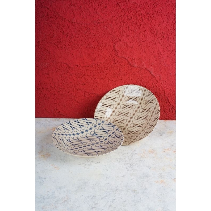 Jual Piring Makan Keramik Motif Batik ukuran 8 inch Cap Gunung Premium ...