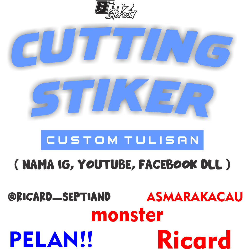 Jual Stiker Cutting Nama Tulisan Kata Stiker Custom Satuan Tanpa PO ...