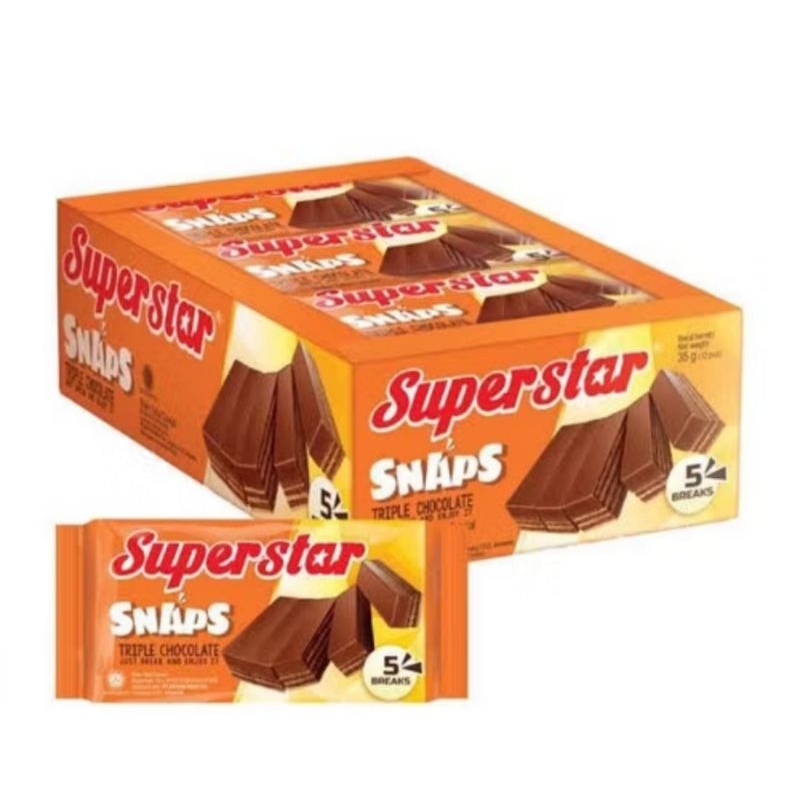 Jual WAFER SUPERSTAR SNAPS TRIPLE CHOCOLATE 1 BOX ISI 12 PCS | Shopee ...