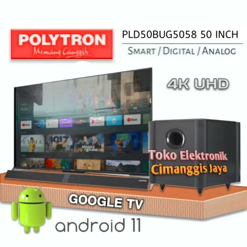 Jual Smart tv led Polytron 50 inch 55 inch google android | Shopee ...