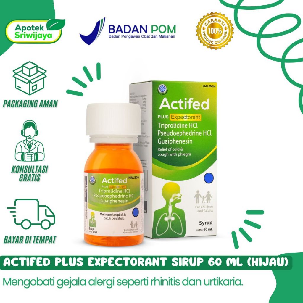 Jual ACTIFED PLUS EXPECTORANT SIRUP 60 ML (HIJAU) | Shopee Indonesia