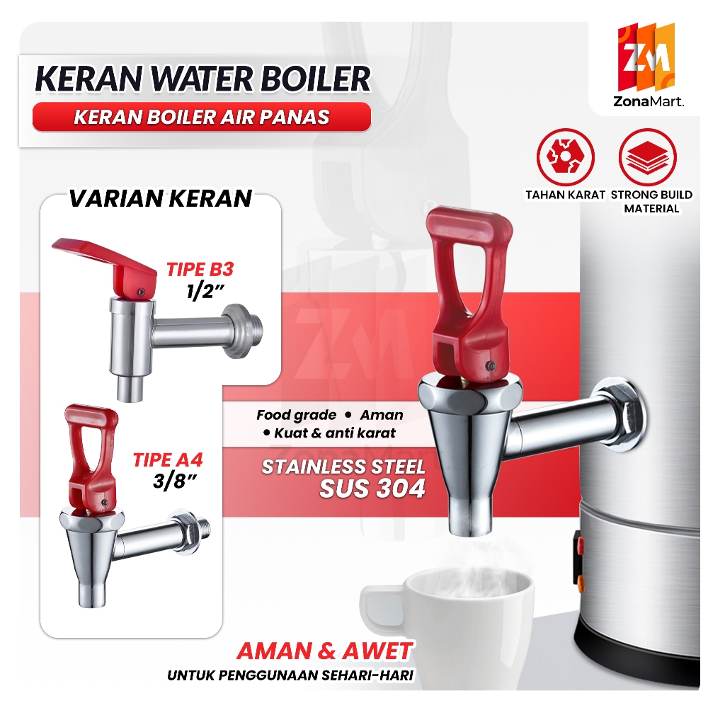 Jual 3/8 1/2 Inch Keran Boiler Panas Stainless Steel Kran Water Tank ...