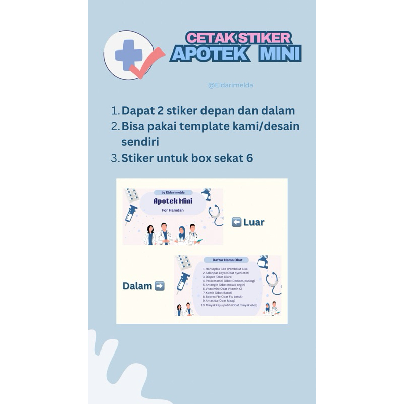 Jual STIKER APOTEK MINI By Elda rimelda (dapat 2 lembar depan+belakang ...