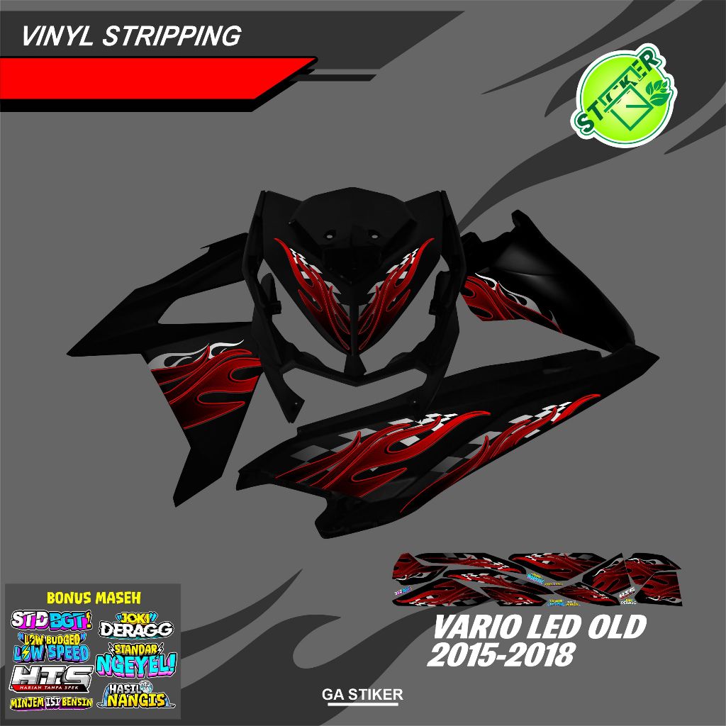Jual STRIPPING SIMPEL HONDA VARIO LED OLD 125 150 API MERAH RACING ...