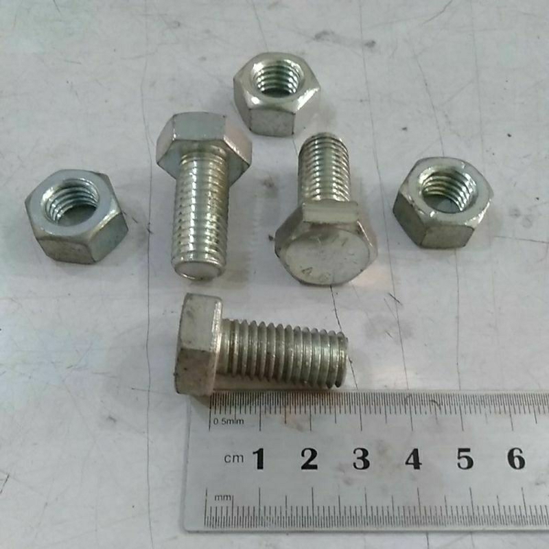 Jual BAUT MUR PUTIH (BMP) M12X25 GALVANIS (KUNCI 19) | Shopee Indonesia